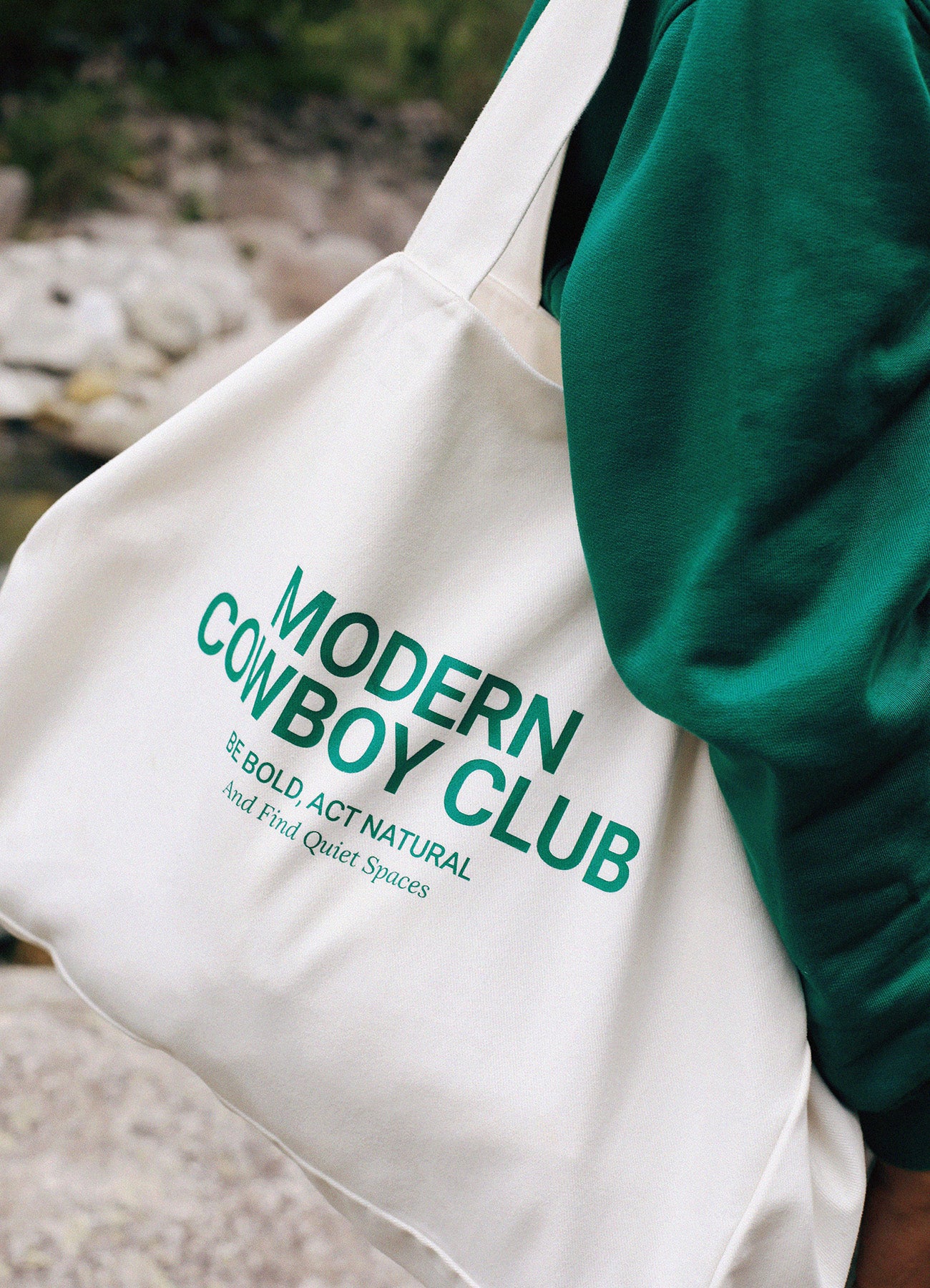 Marfa Travel Bag - Natural & Green Logo – moderncowboyclub